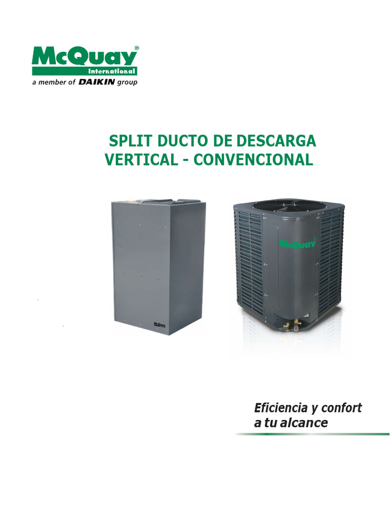 Ficha Técnica Split Ducto Convencional McQuay | PDF | Gases | Física ...