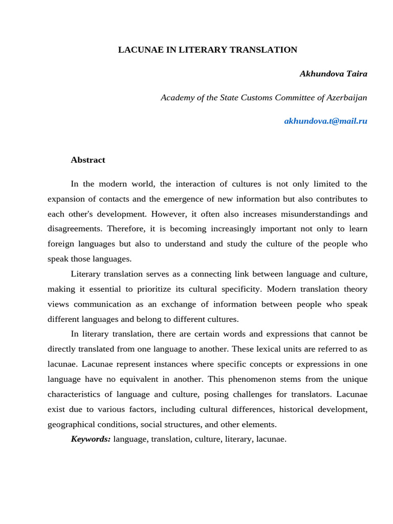 Understanding Lacunae in Literary Translation | PDF | Drink | Translations