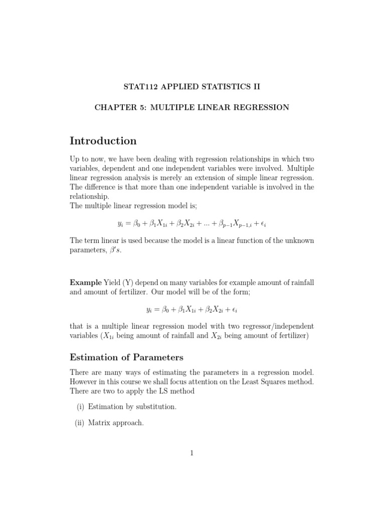 Chapter5-Multiple_Linear_Regression | PDF | Linear Regression | Regression Analysis