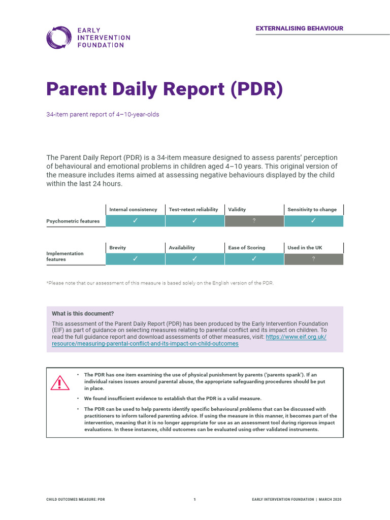 Measure Report Child PDR | PDF | Psychometrics | Validity (Statistics)