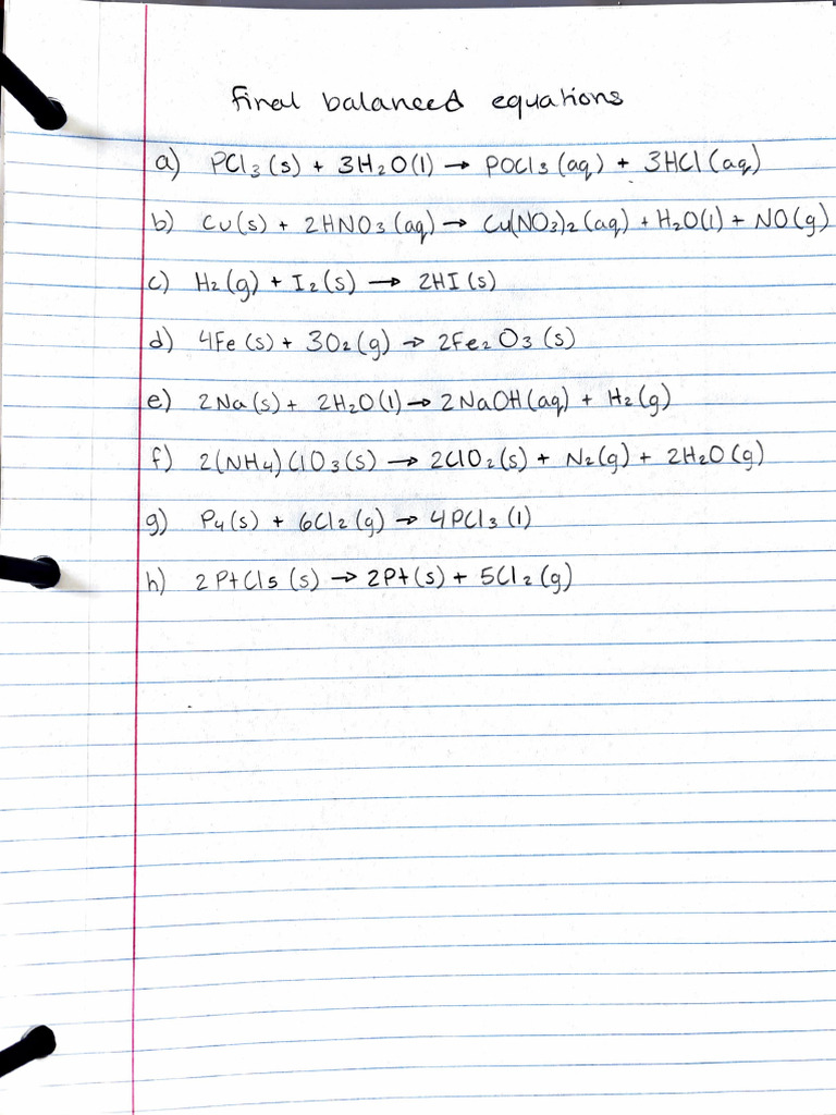 Balanced Equations | PDF