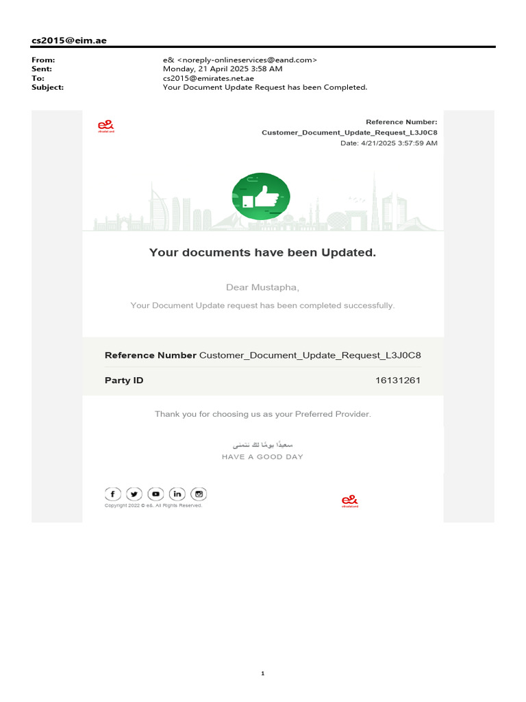 Etisalat Documents Updation Process | PDF