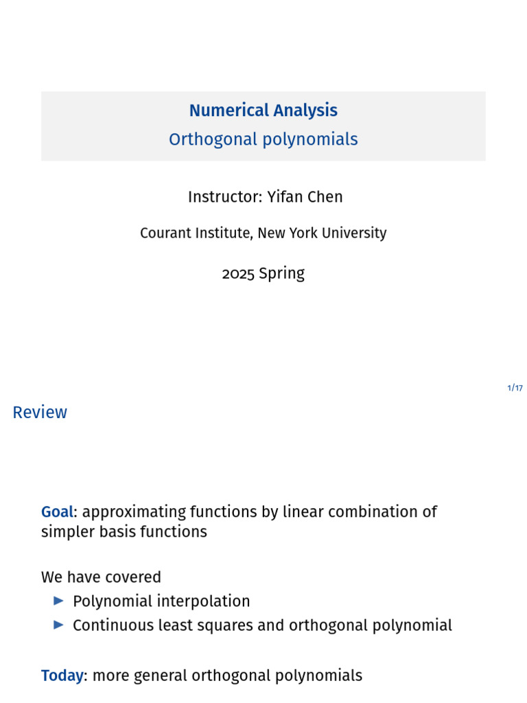 Lec Orthogonal Polynomials | PDF | Polynomial | Zero Of A Function