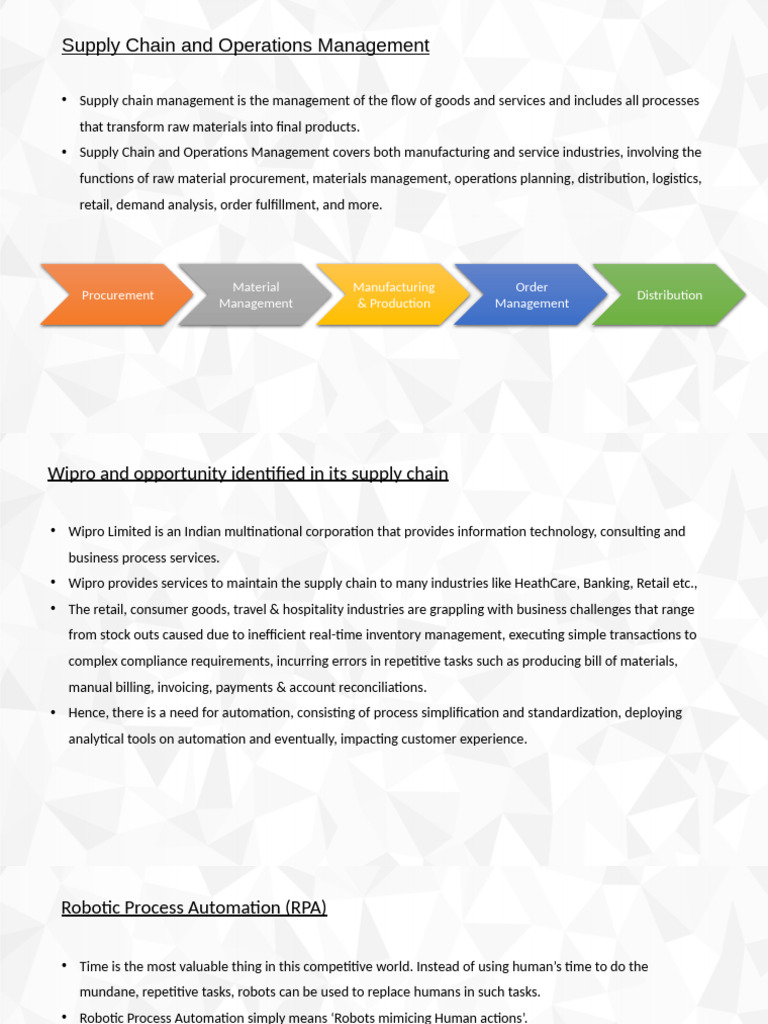 Wipro's Robotic Process Automation Benefits | PDF | Automation | Supply ...