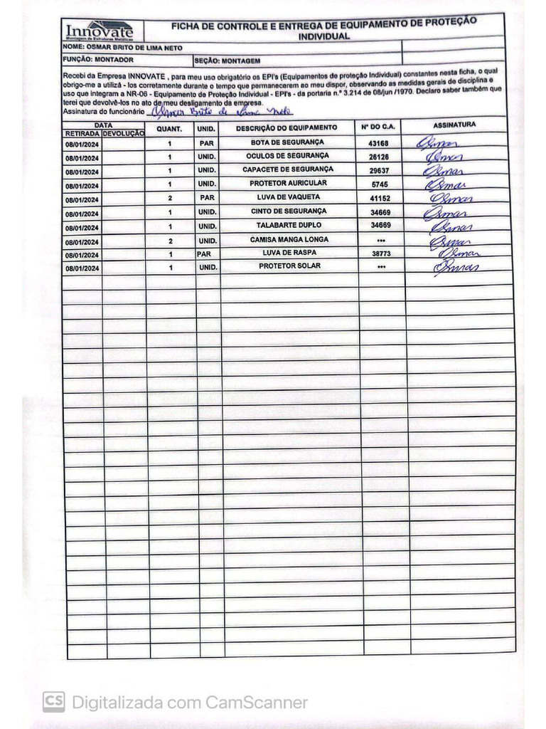 EPI Ficha Osmar OK | PDF