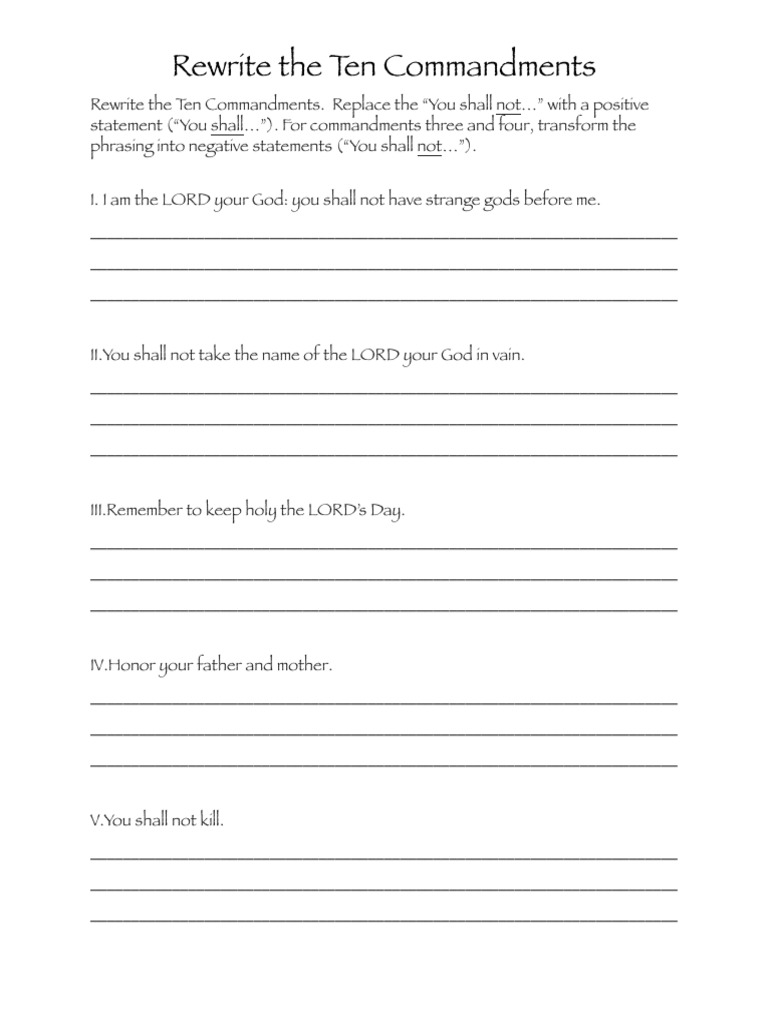 Rewrite Ten Commandments | PDF | Ten Commandments | Bible Content
