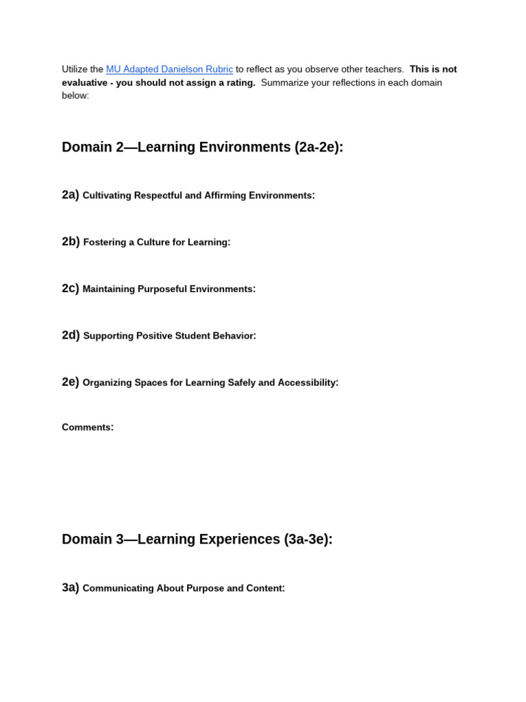 Teacher Observation Reflection Guide | PDF