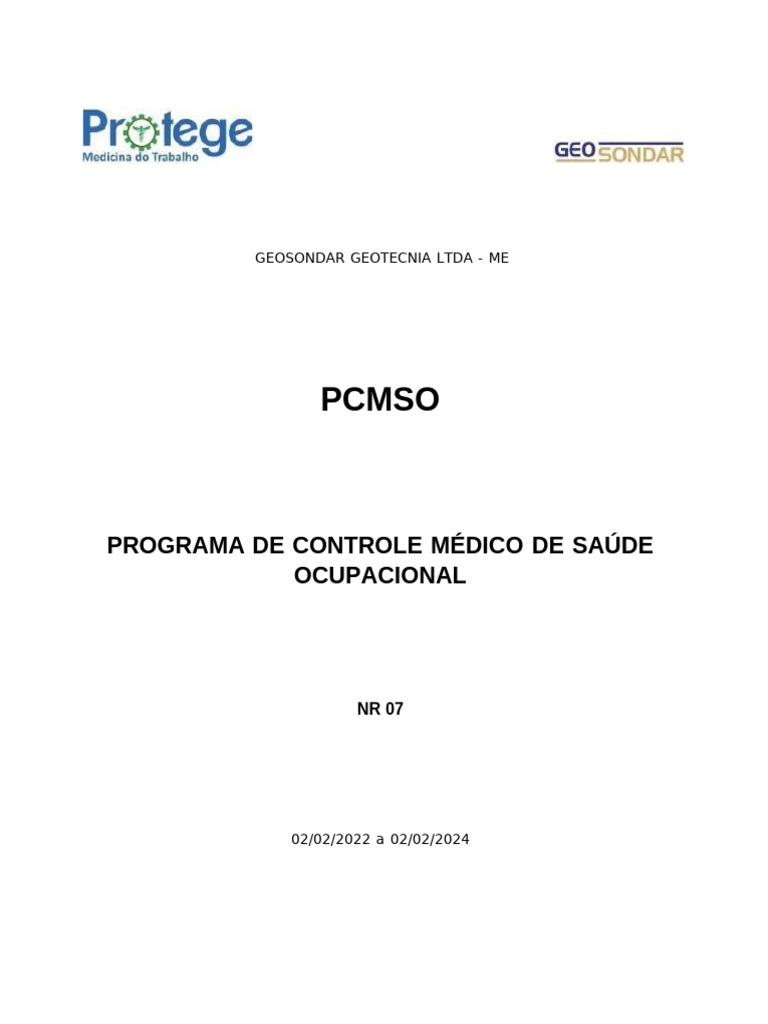 MODELO PCMSO | PDF | Epidemiologia | Remédio