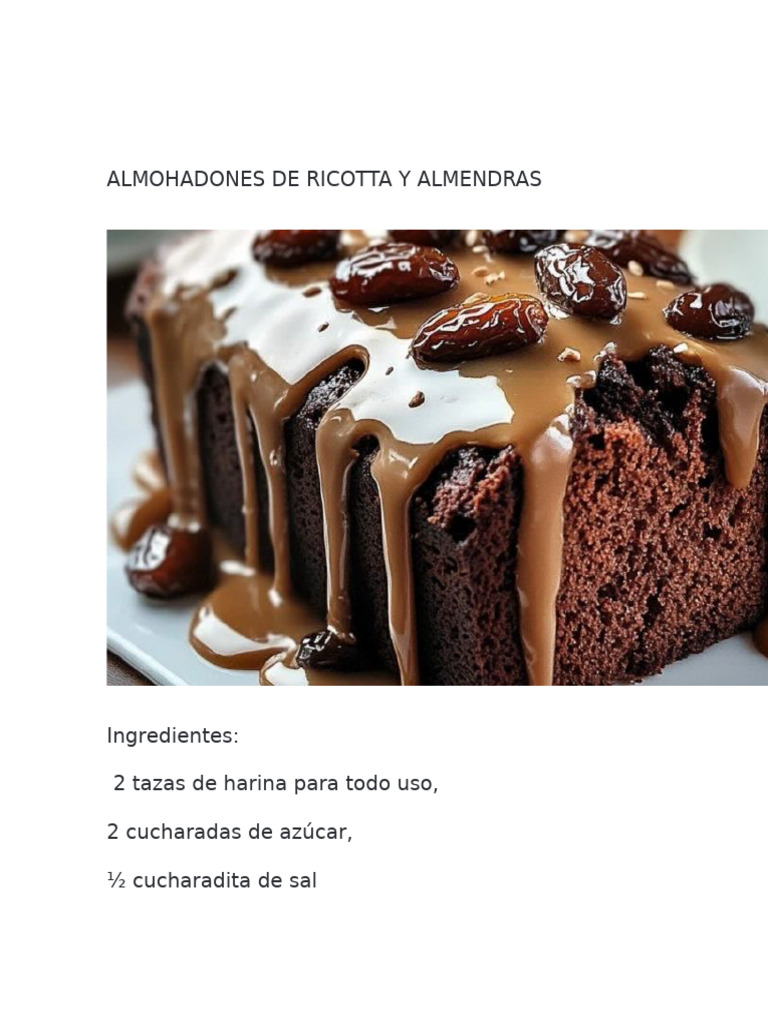 Almohadones de Ricotta y Almendras | PDF | Ricotta | Pasteles