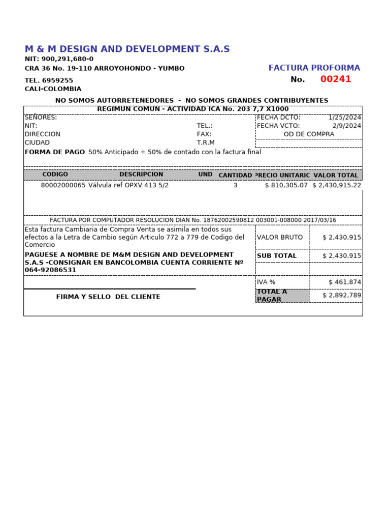 Formato Factura Proforma | PDF