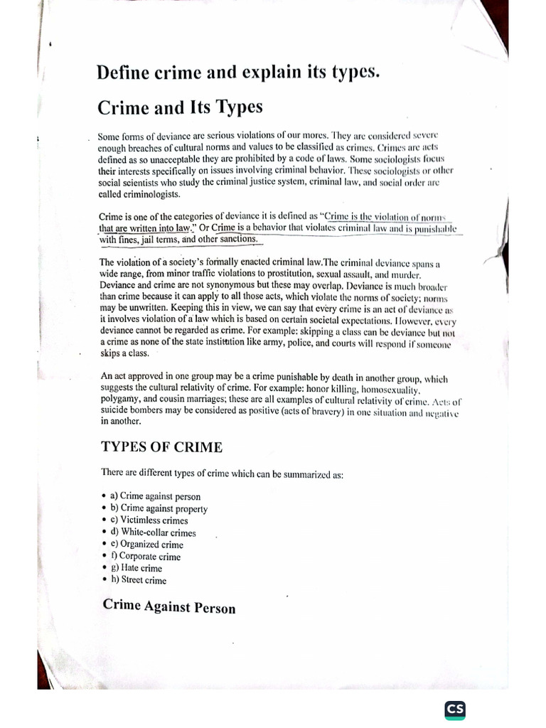 Crime and Its Types | PDF