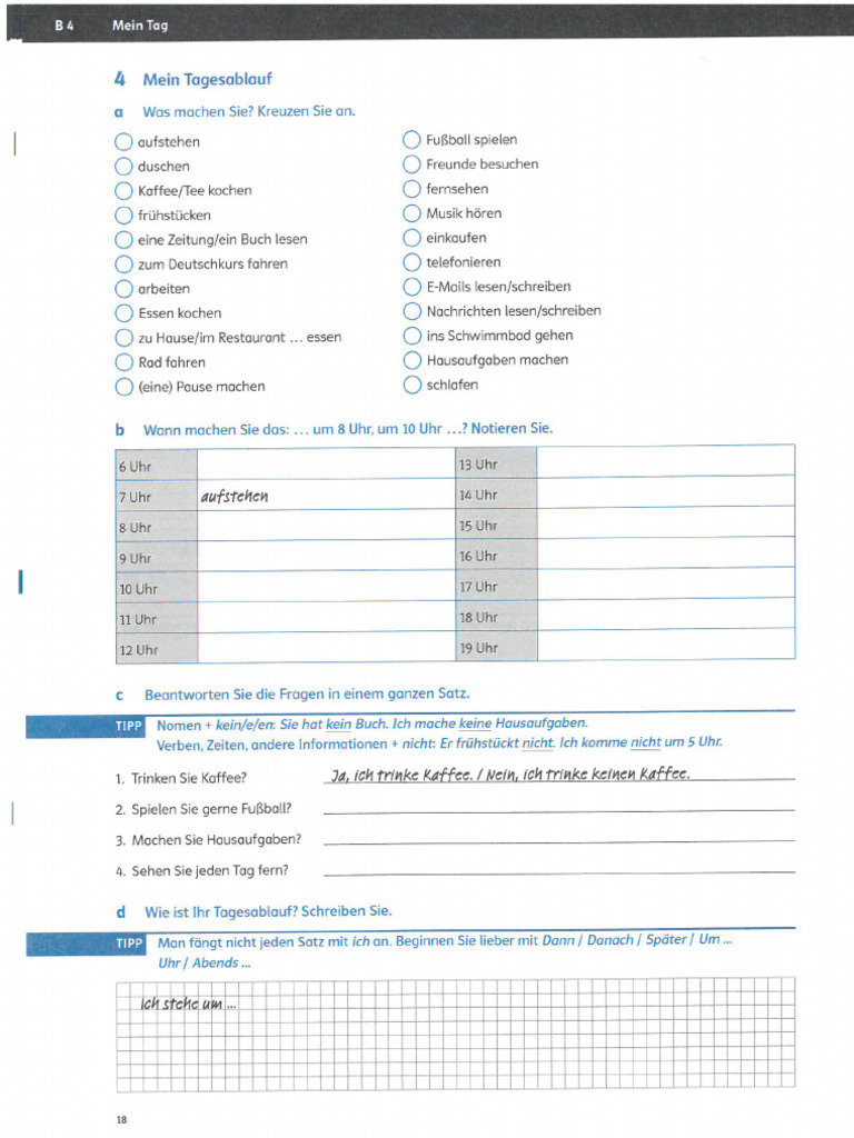 Mein Tag - A1 | PDF