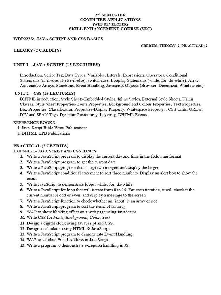 JAVA SCRIPT AND HTML (SKILL) | PDF