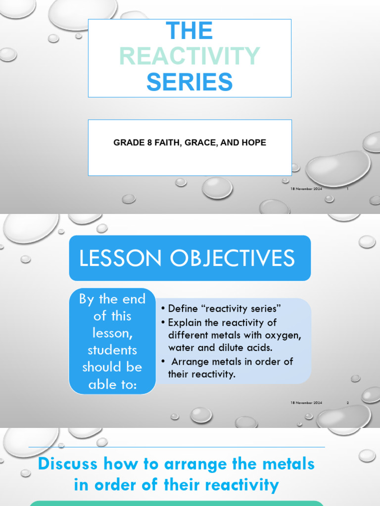 G8 Lesson 22 Reactivity series | PDF | Corrosion | Chemical Reactions