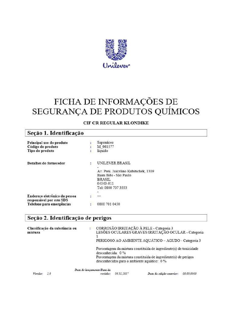 Ficha Tecnica Cif | PDF