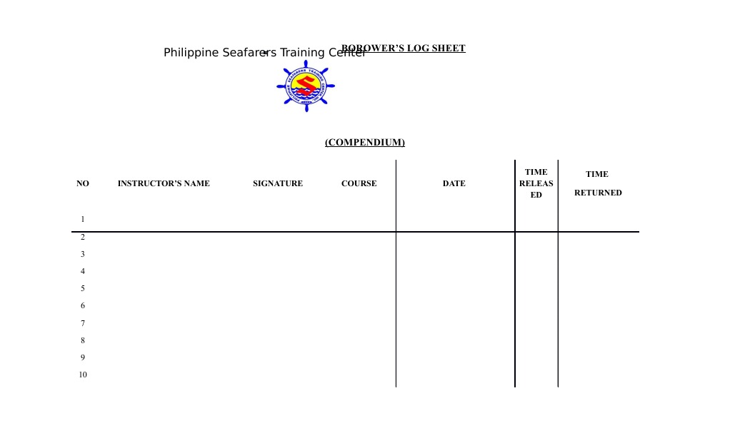 Seafarers Training Log Sheet Template | PDF