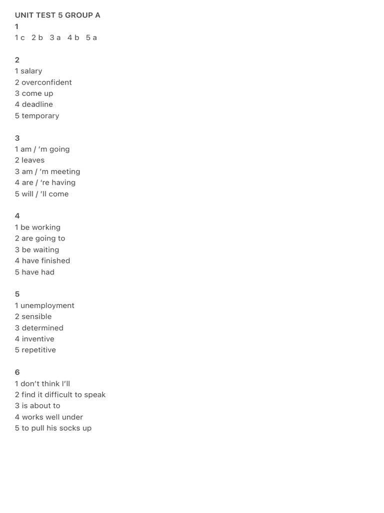 Unit Test 5 Group A | PDF
