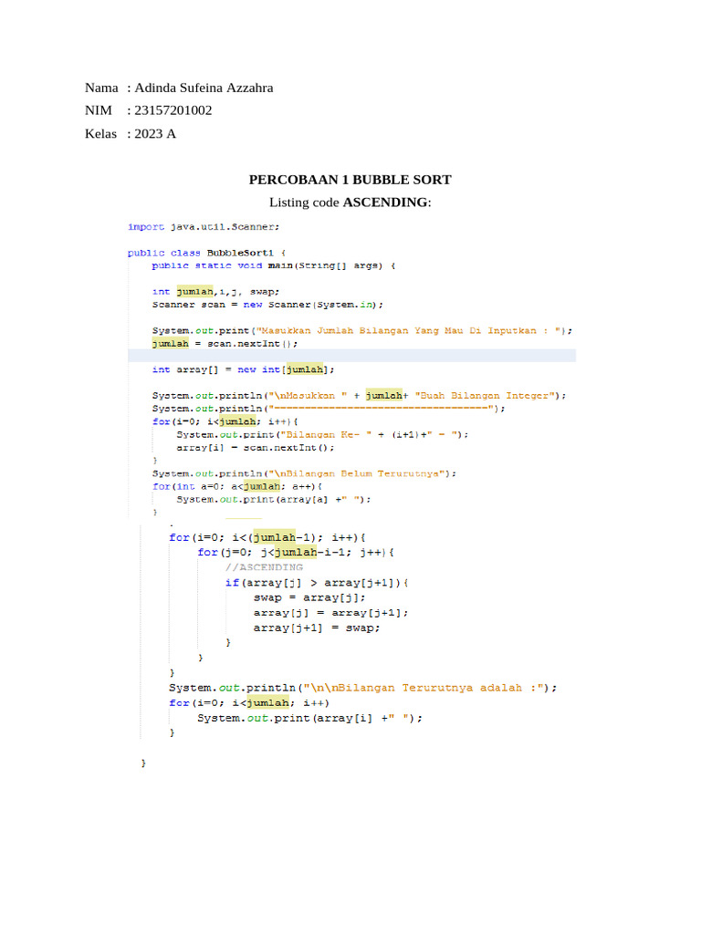 Bubble and Selection Sort Experiments | PDF