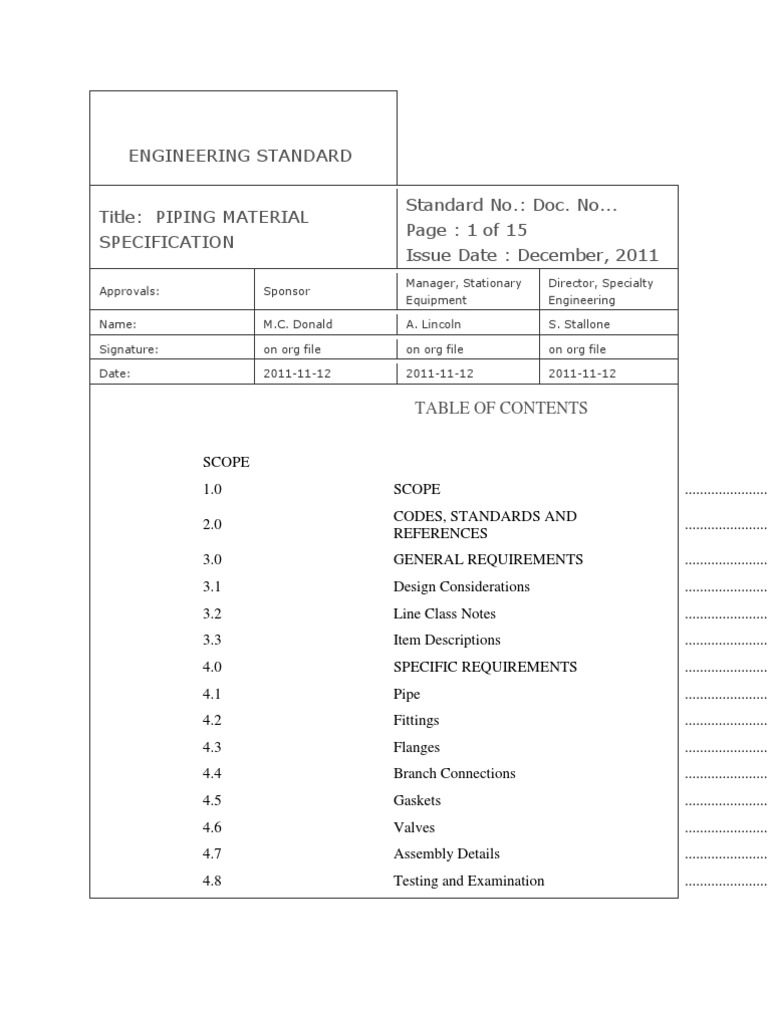 ES - Piping Material Specification | PDF | Pipe (Fluid Conveyance) | Valve
