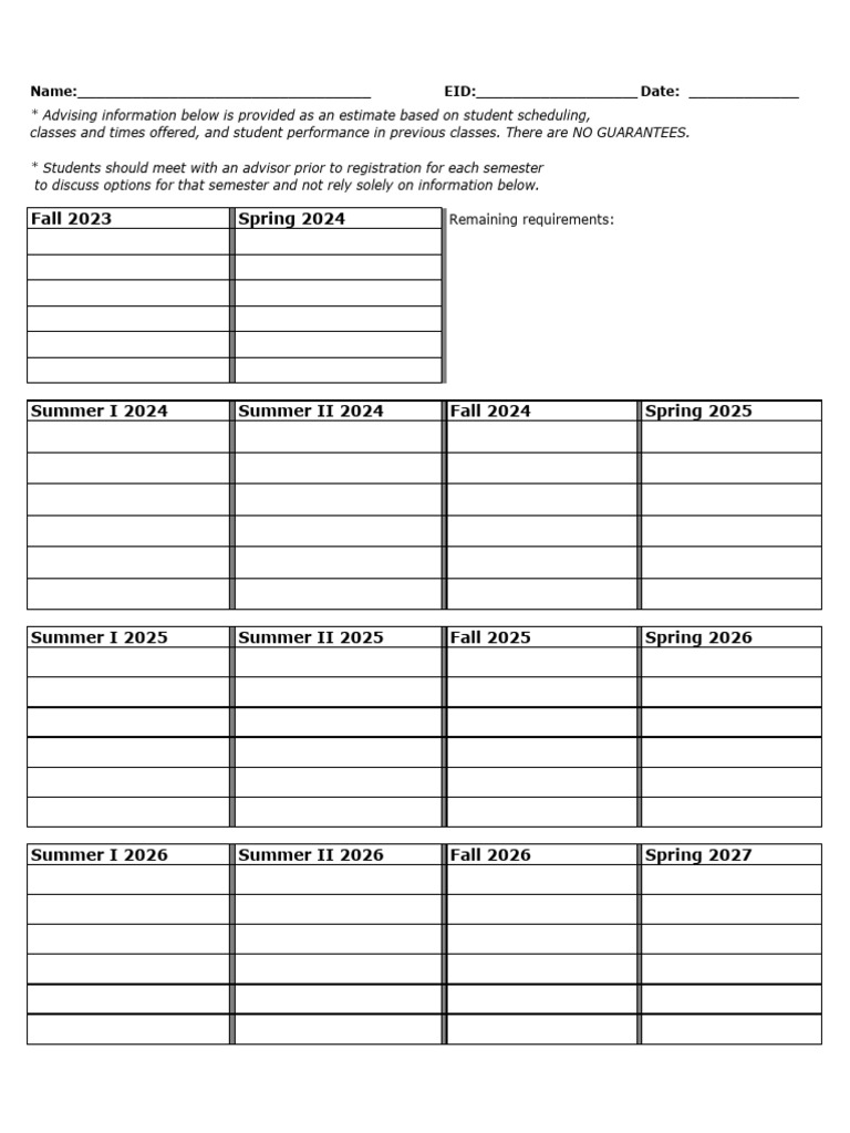 UT Long-Term Academic Planning Guide | PDF