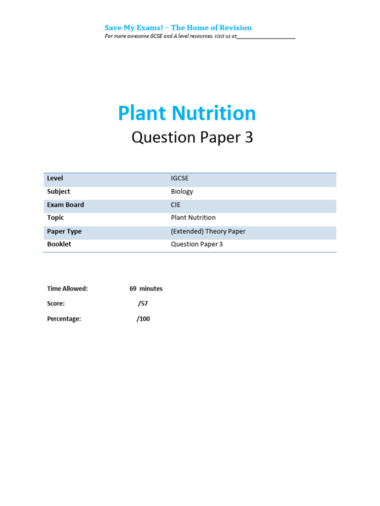 6.3 Plant - Nutrition - Igcse Cie Biology - Ext Theory QP | PDF ...