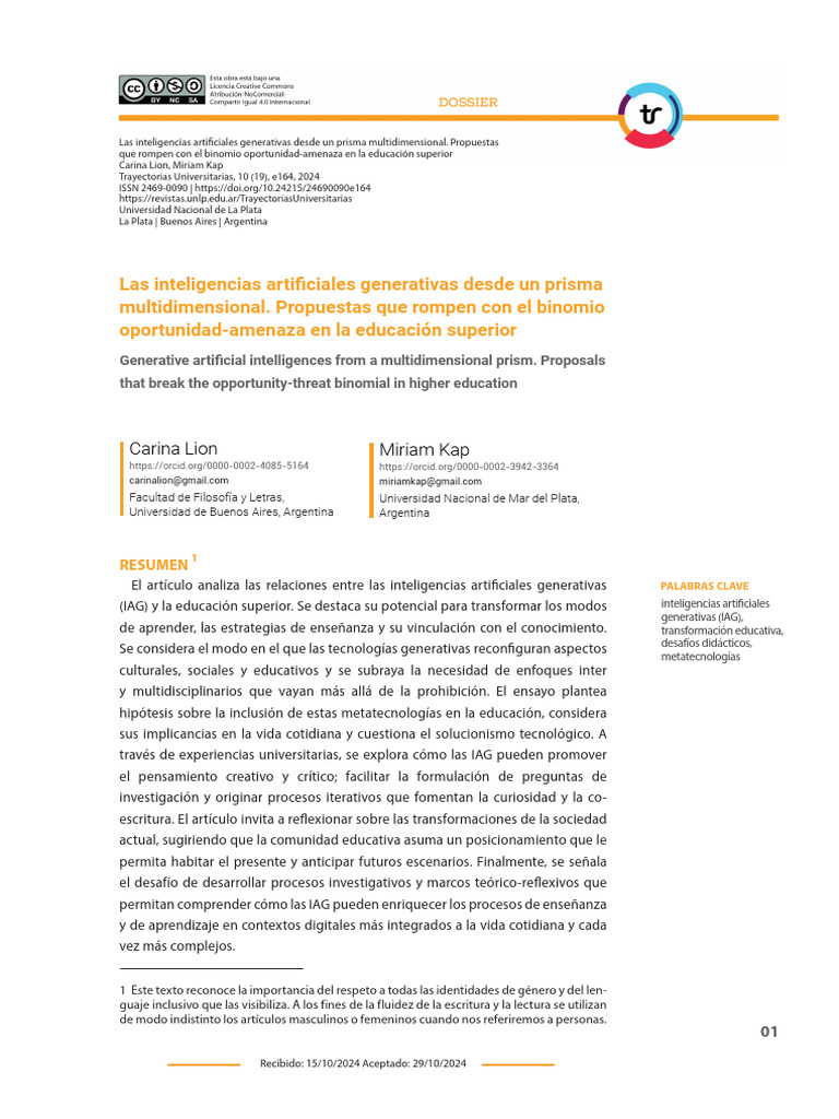 Lion+y+Kap Inteligencia Artificial Generativa Desde Un Prisma Multidimensional | PDF | Enseñando ...