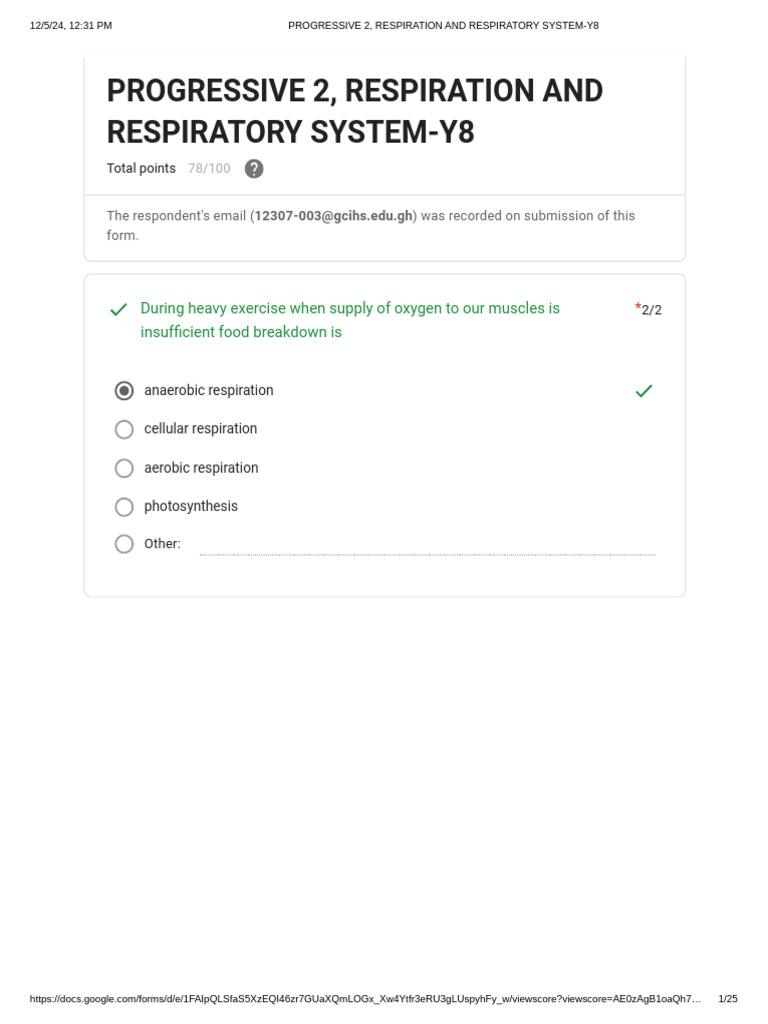 Progressive 2, Respiration and Respiratory System-Y8 | PDF ...