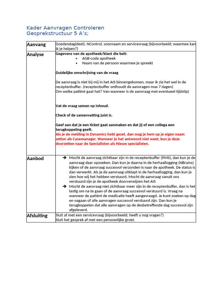 Kader - Aanvragen Controleren | PDF