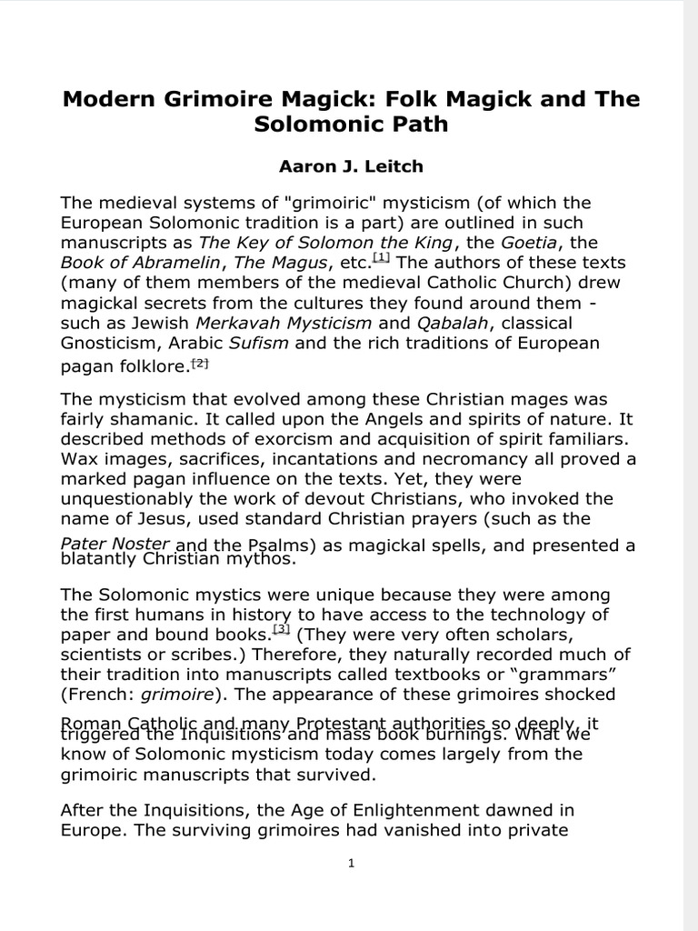 Modern Grimoire Magick- Folk Magick and The Solomonic Path -- Aaron J ...