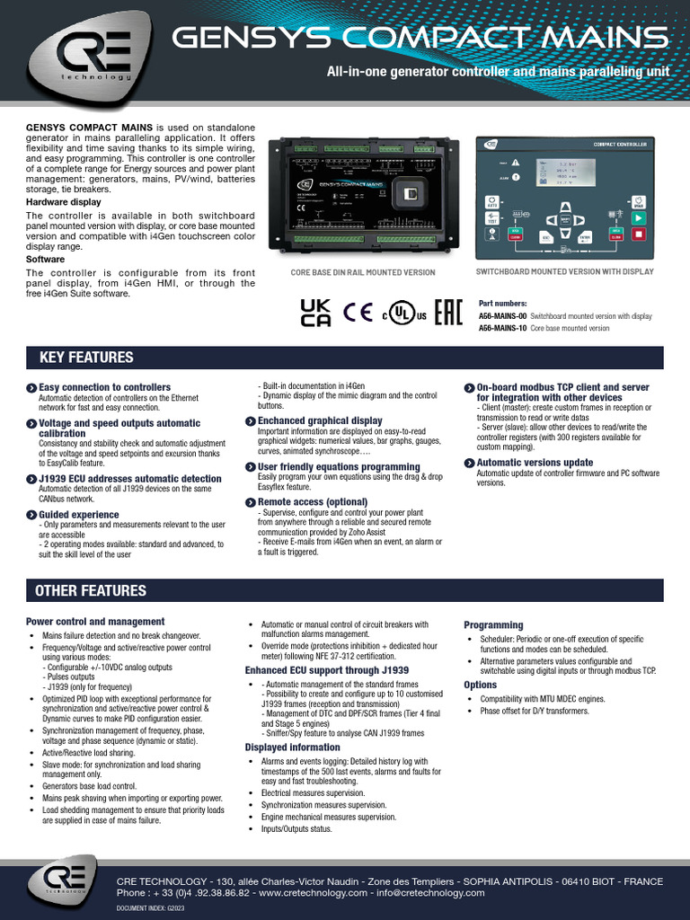 Gensys Compact Mains Product Sheet en G 2023 | PDF | Mains Electricity ...