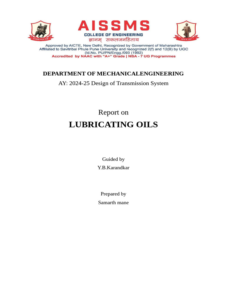 @Lubricants Used in Transmission System Report | PDF | Lubricant ...