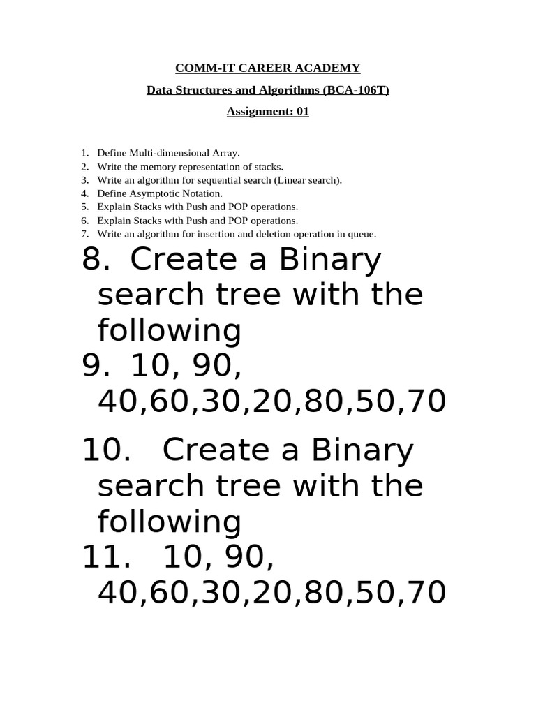Data Structures & Algorithms Assignment | PDF