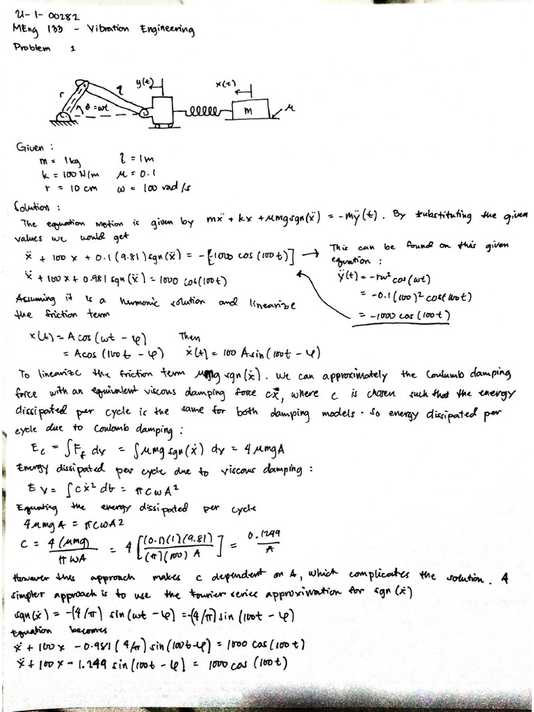 MEng 133 - Vibration Engineering - Problem Set - Nilo | PDF