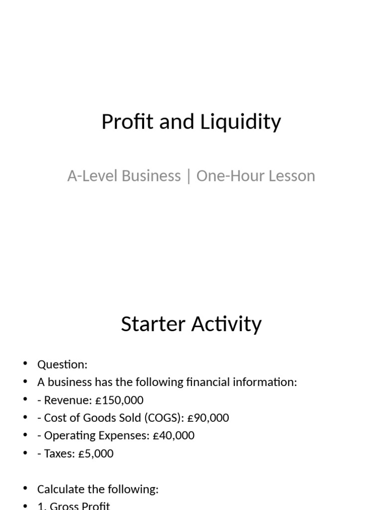Profit and Liquidity Analysis Guide | PDF | Net Income | Gross Income