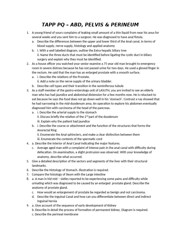 TAPP PQ - ABD , PELVIS & PERINEUM | PDF | Organ (Anatomy) | Digestive System