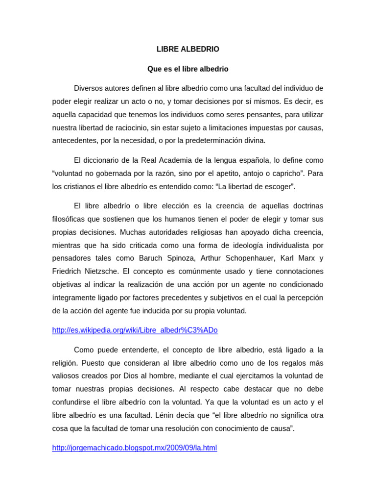 Libre Albedrio | PDF | Libre albedrío | Libertad