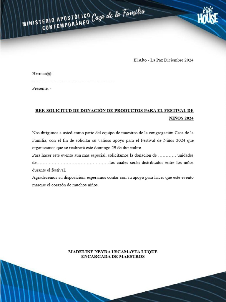 Solicitud de Donación para Festival 2024 | PDF