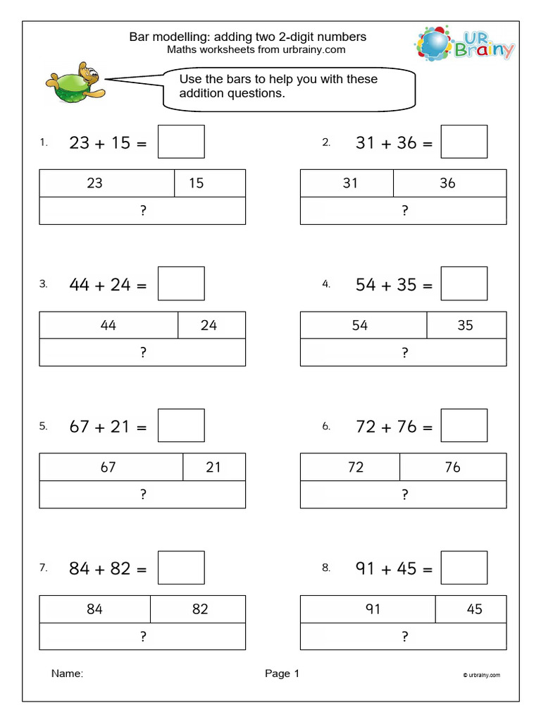 Bar Modelling for 2-Digit Addition | PDF
