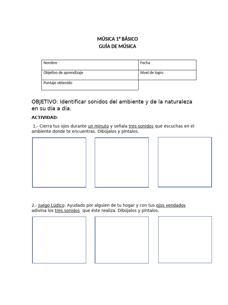 Guía 1ero Basico - Identificar Sonidos | PDF