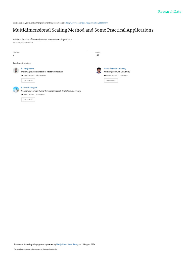 Multidimensional Scaling Methodand | PDF | Applied Mathematics