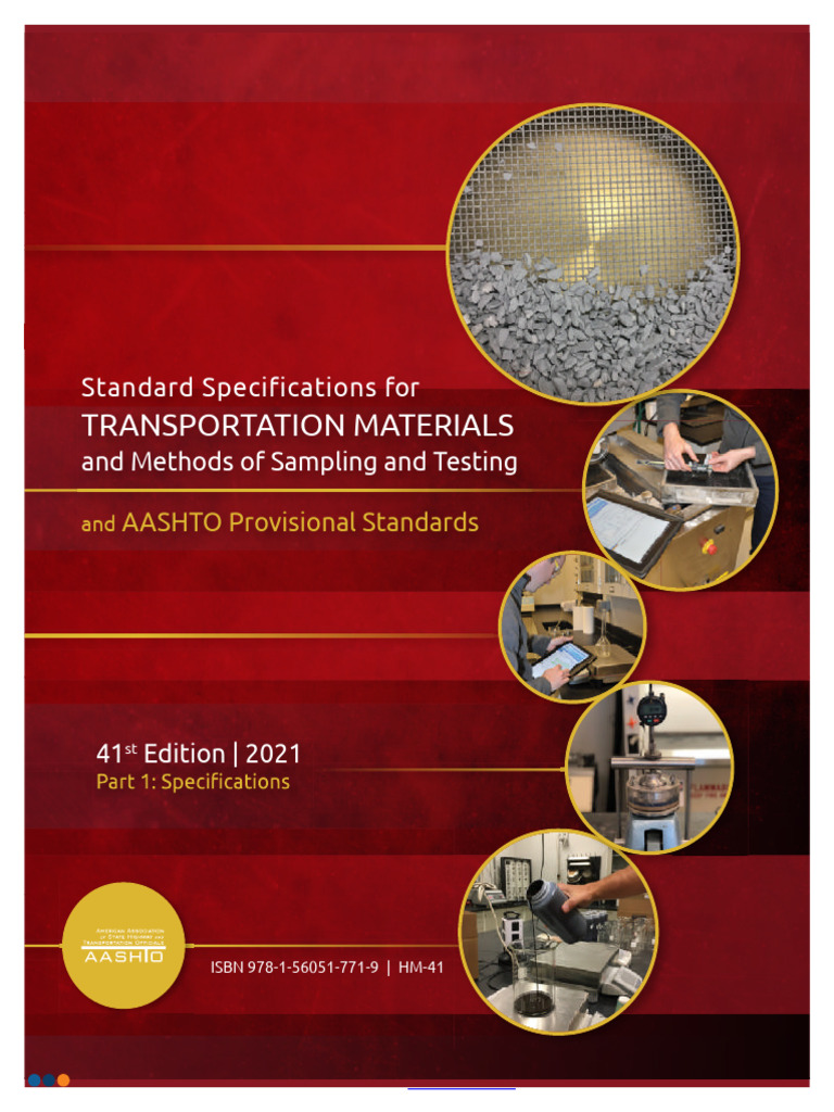 AASHTO Materials Standards - 41st Edition, 2021, Part 1 (M and R) | PDF
