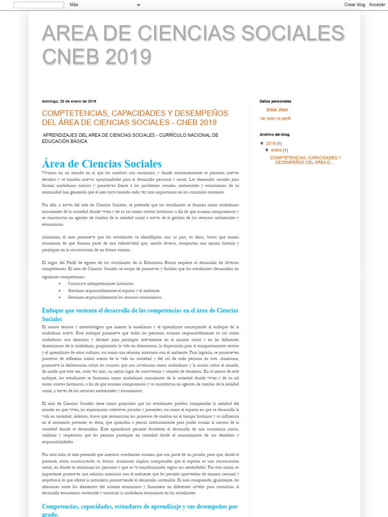 Area de Ciencias Sociales Cneb 2019 | PDF | Sustentabilidad | Perú