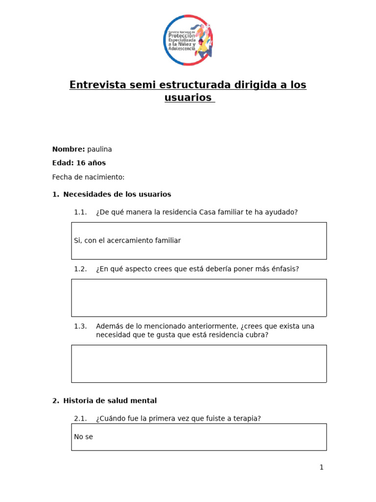 Entrevista Semi-estructurada (1) | PDF | Conceptos psicologicos | Sicología