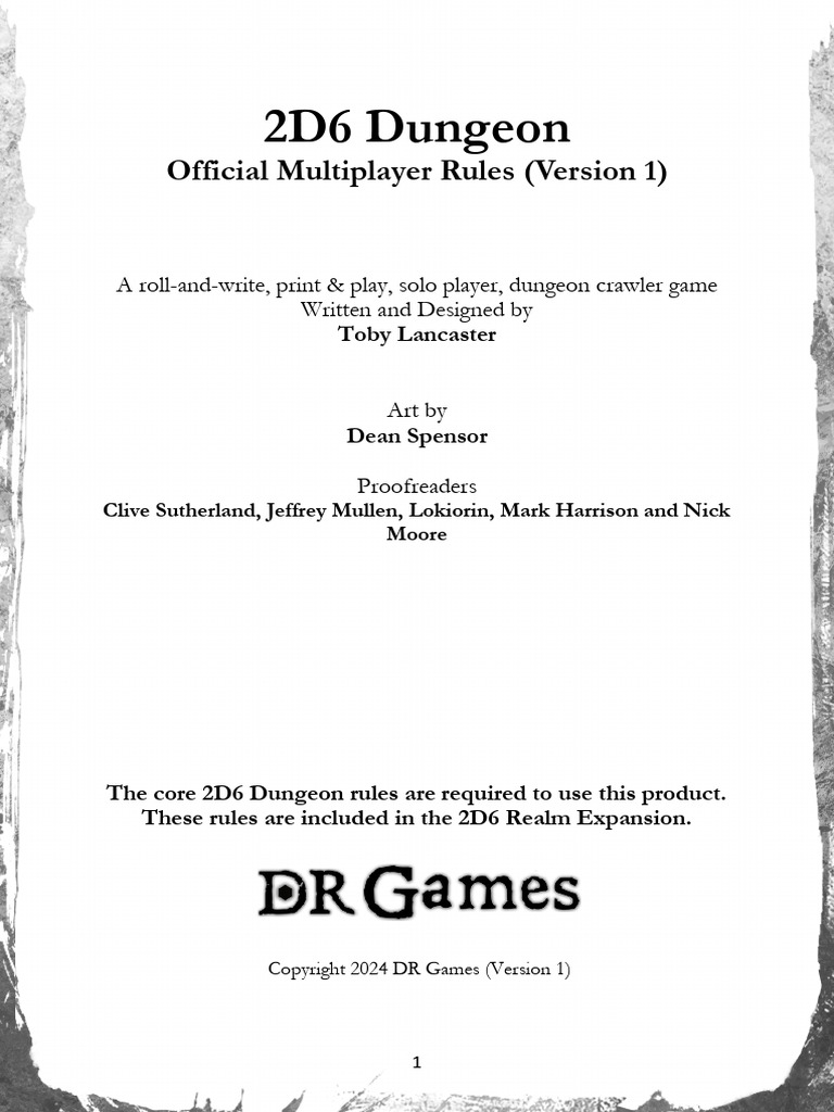 Multiplayer Rules 2D6 Dungeon Version 1.1 | PDF | Role Playing Games ...