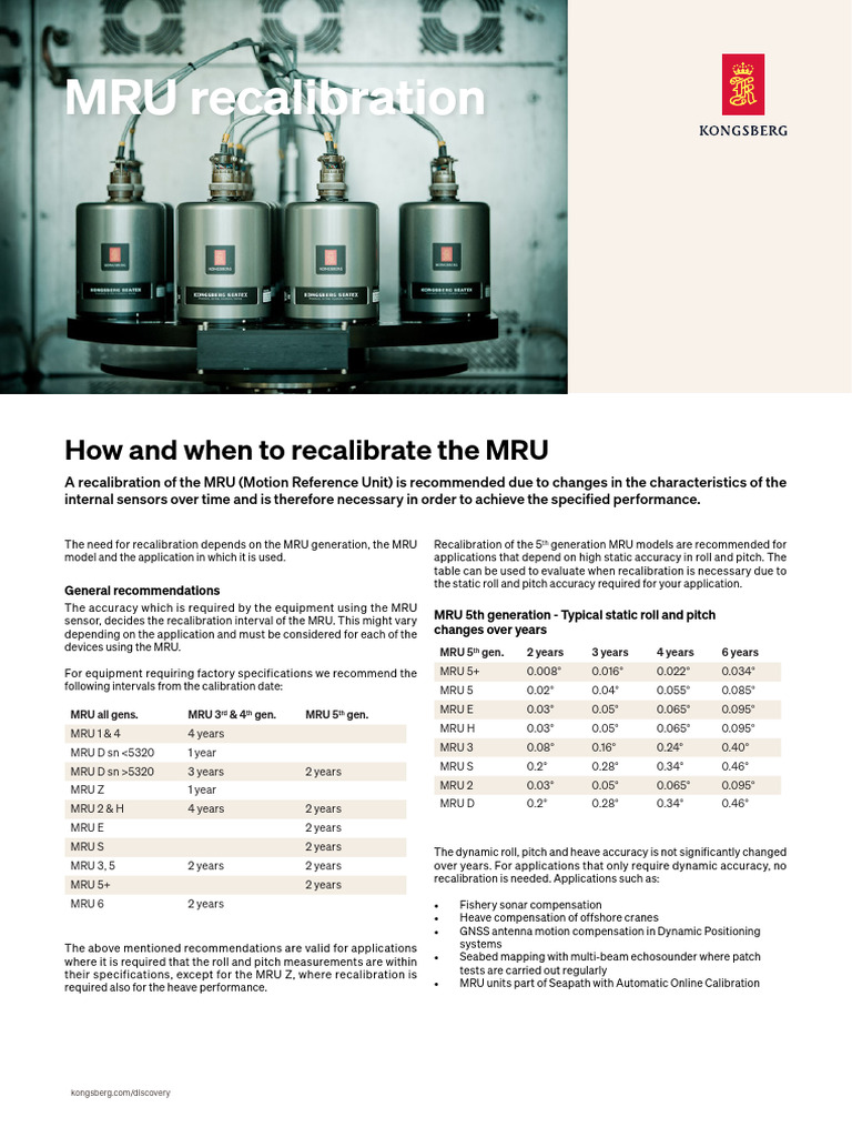 MRU Calibration Guidelines and Intervals | PDF | Calibration