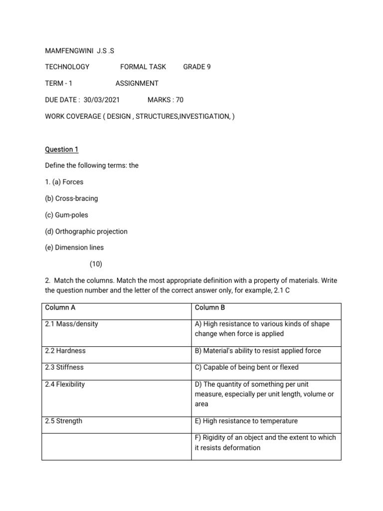 Technology Grade 9 Assignment Now | PDF