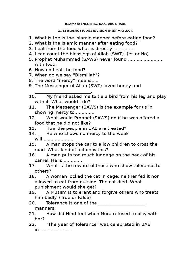 g1 t3 May24 Rev Sheet | PDF