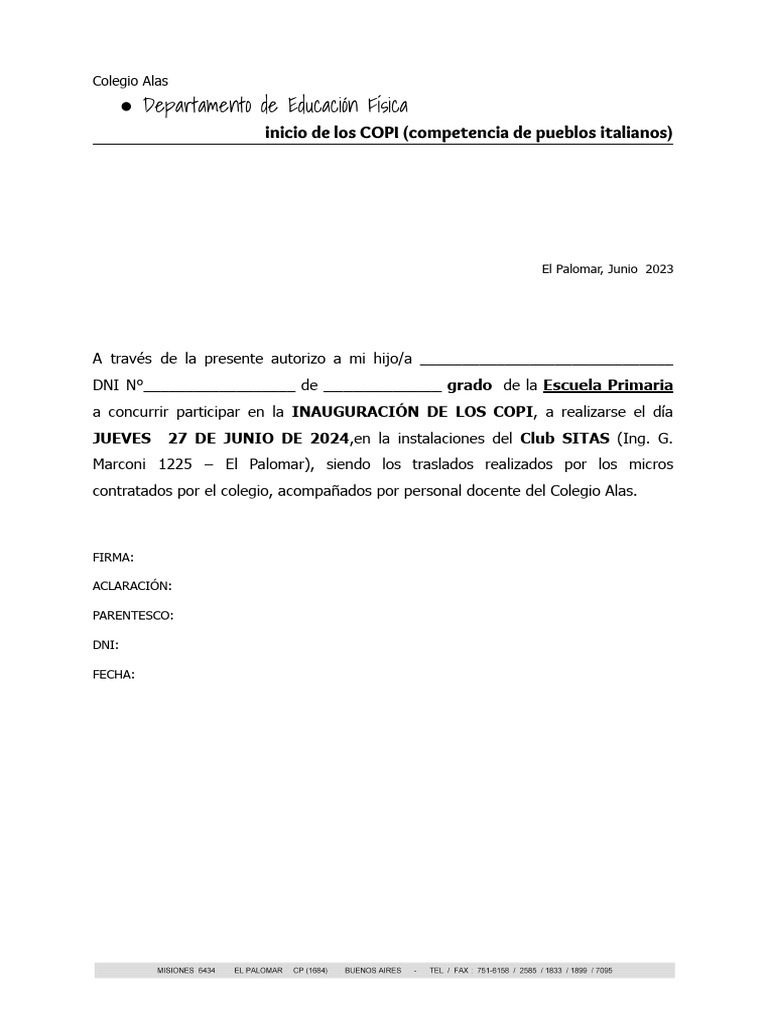 Autorizaciones INICIO COPI | PDF