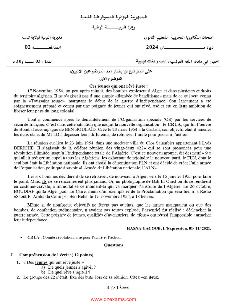 Dzexams 3as Francais 2002940 | PDF