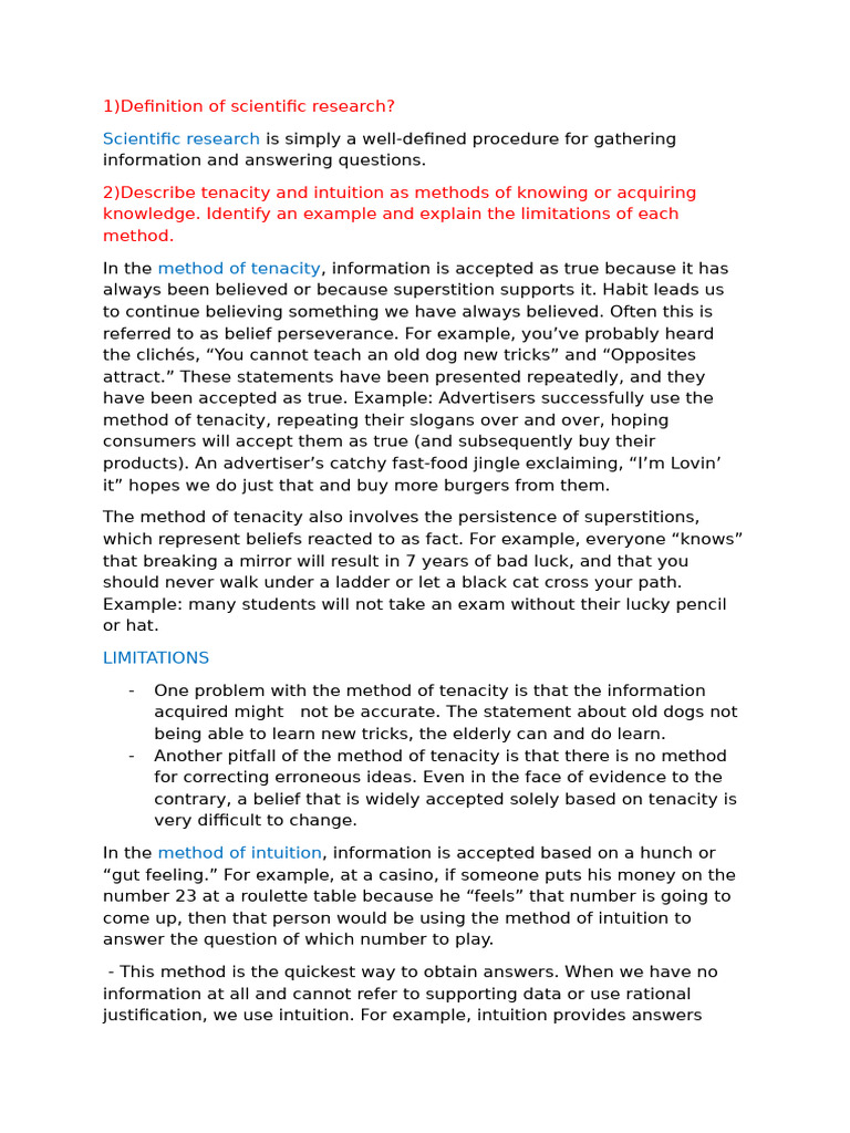 Methods of Knowledge Acquisition Explained | PDF | Scientific Method ...